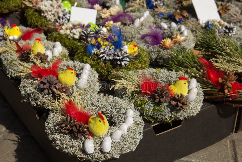 Handmade Easter Decorations on Market Stock Image - Image of craft ...