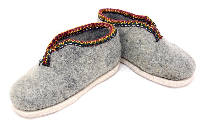 Pair of Traditional Austrian Embroidered Felt Slippers Stock Image ...