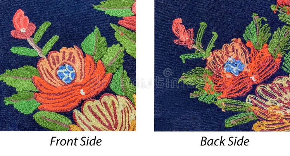 Handmade Embroidery Flower Pattern with Back and Front Side View To ...