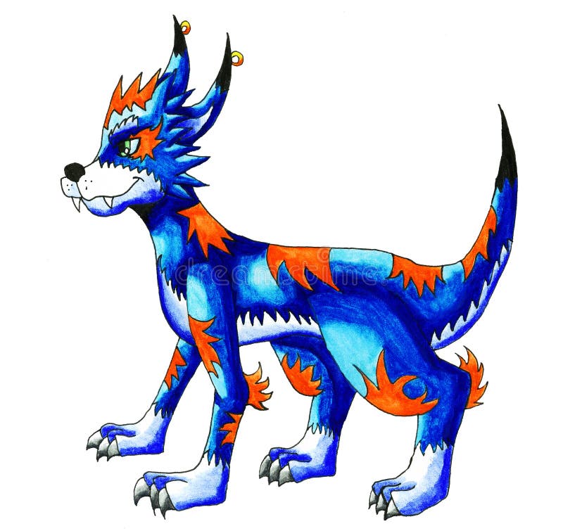 Fantasy Blue Wolf stock illustration. Illustration of comic - 111520535