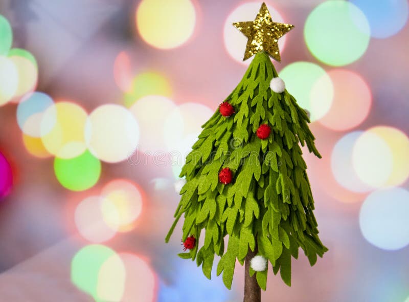 Handmade from Felt and Wood. Christmas Tree Stock Image - Image of hand ...