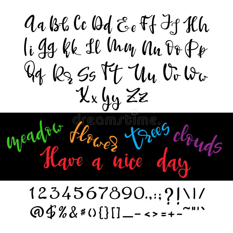 Handmade Font. Custom ABC. Modern Ink Calligraphy. Isolated Vector Set ...