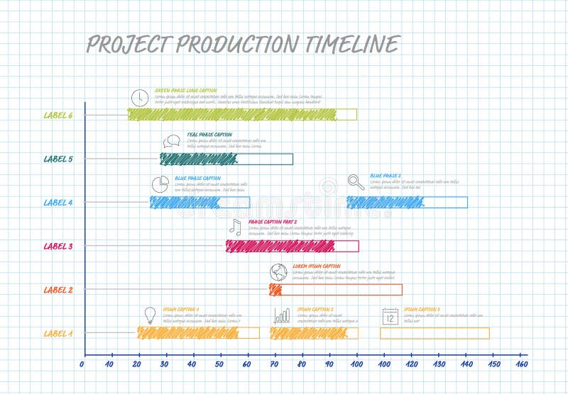 Project Production Timeline Graph Stock Vector - Illustration of icons ...