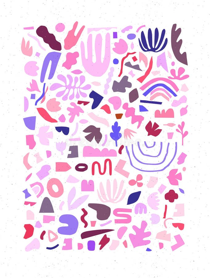 Handmade Geometric Abstract Shapes Violet and Pink Stock Vector ...