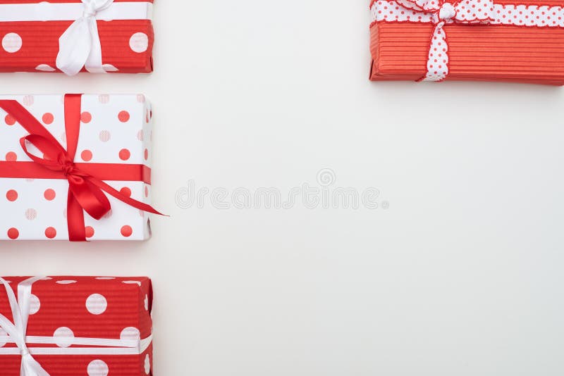Handmade Gift Boxes Arranged on Flat Layout with Copy Space Stock Image ...