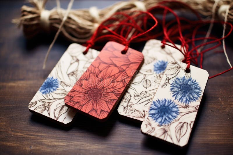 Handmade Gift Tags and Festive Twine Stock Illustration - Illustration ...