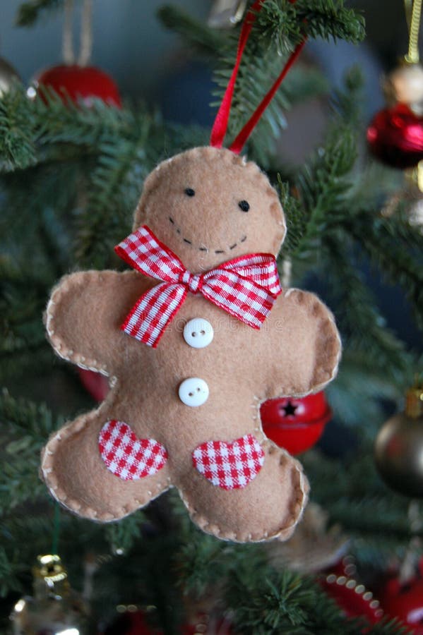 Handmade Gingerbread Ornament in a Tree Stock Image - Image of craft ...