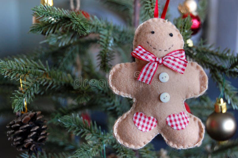 Handmade Gingerbread Ornament in a Tree Stock Photo - Image of decor ...