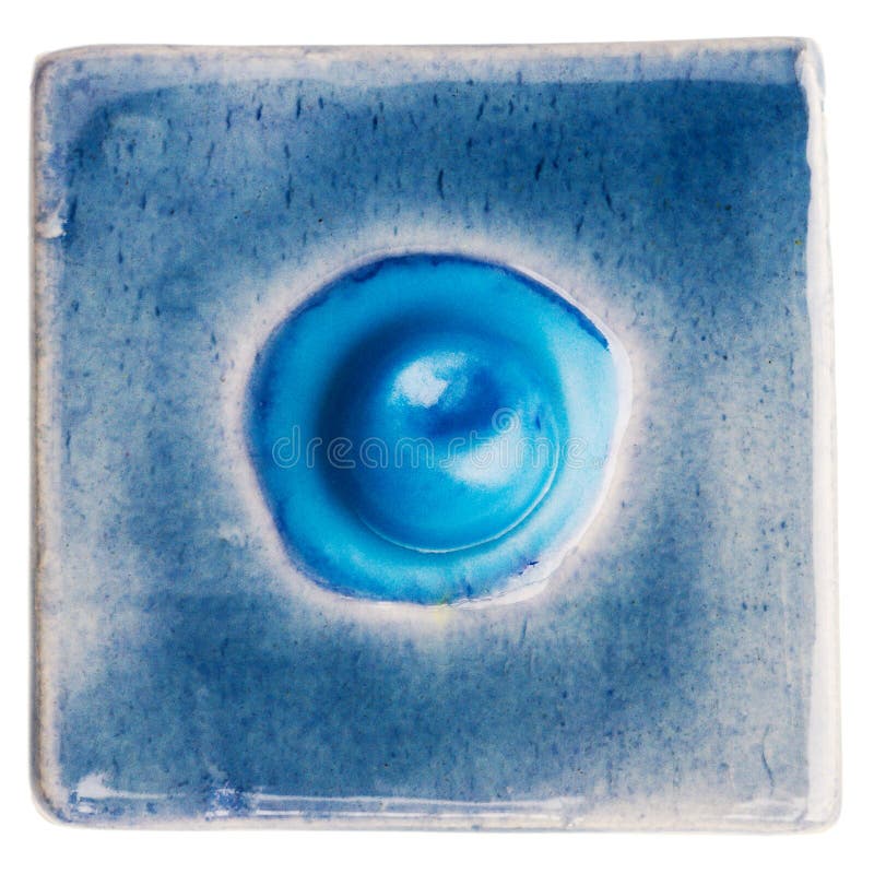 Handmade Glazed Ceramic Tile Stock Image - Image of artwork, circle ...