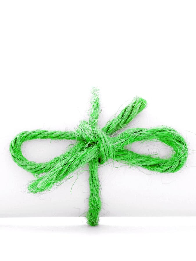 Handmade Green Rope Knots Tied on White Message Scroll Isolated Stock ...