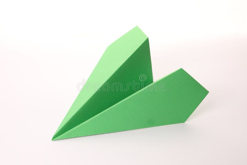 Handmade Green Paper Plane Isolated on White Stock Photo - Image of ...