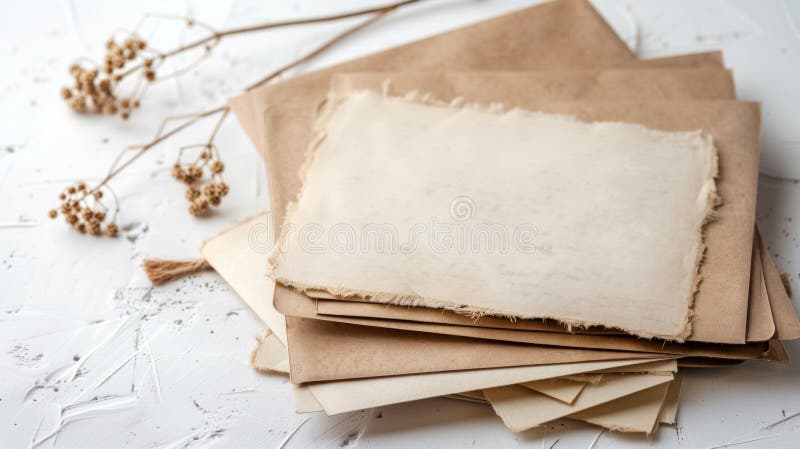 Handmade Greeting Cards on Rustic Paper in Minimalist Style Stock ...