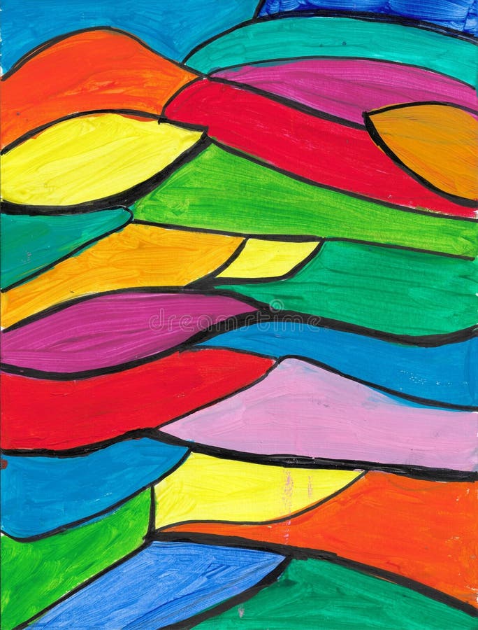 Handmade, Hand Drawing Acrylic Abstract Colorful Background, Pattern ...