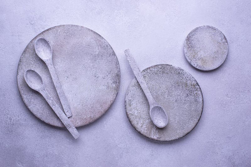 Handmade Handcrafted Concrete Plates and Bowls Stock Photo - Image of ...