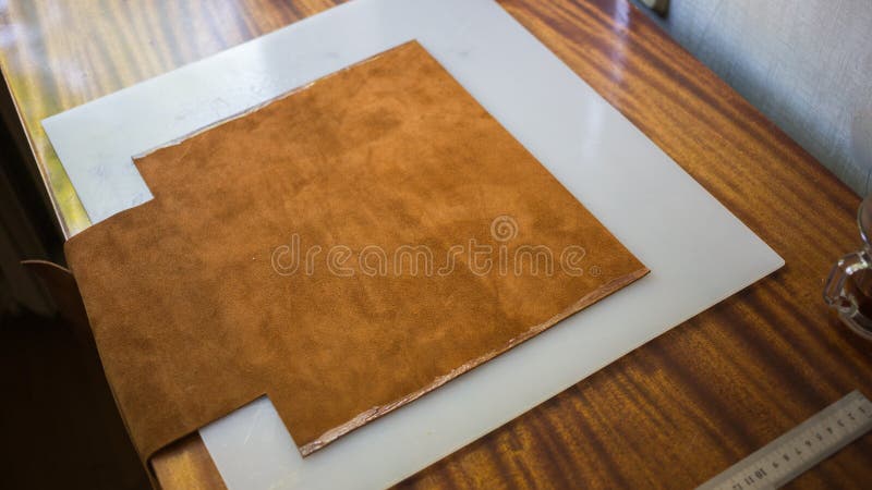 Handmade Handicraft Leather Bag Sewing Process. Leather Workshop ...