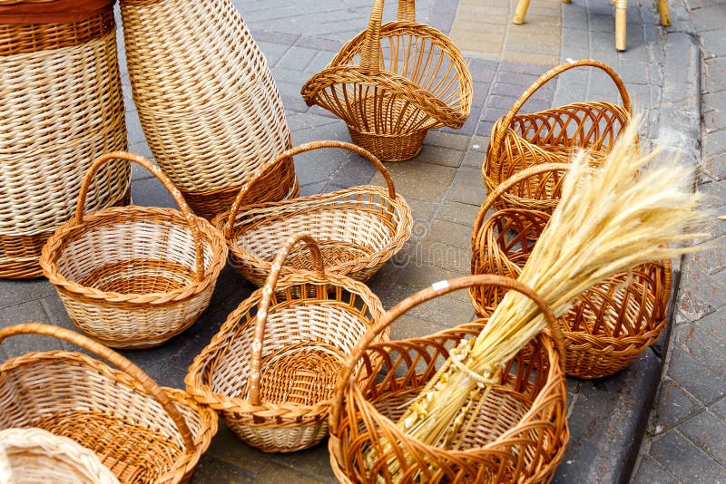 Handmade Hay and Flax Products at the Fair of Folk Stock Image - Image ...