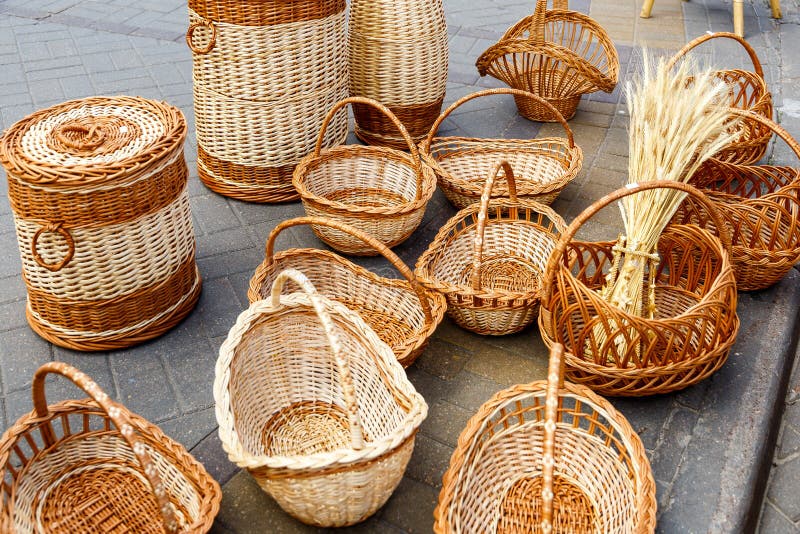 Handmade Hay and Flax Products at the Fair of Folk Stock Photo - Image ...