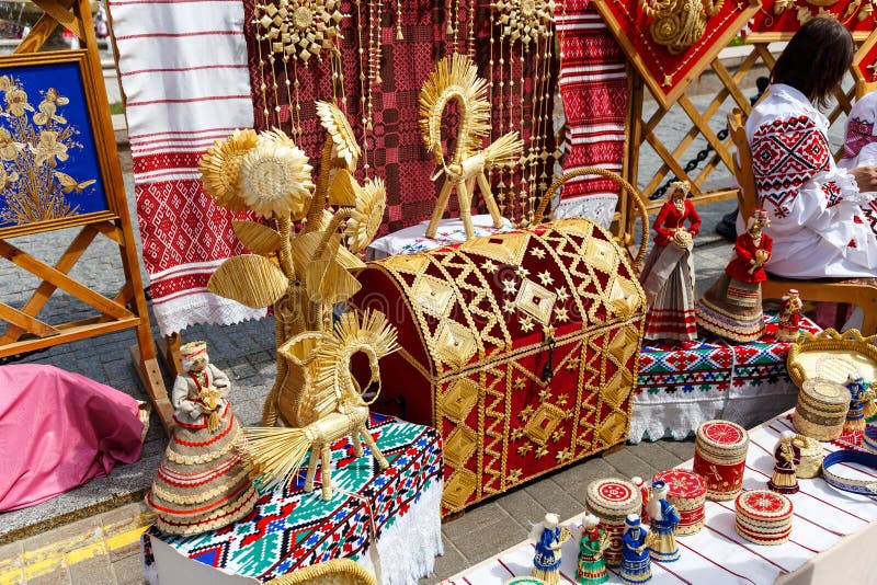 Handmade Hay and Flax Products at the Fair of Folk Stock Image - Image ...