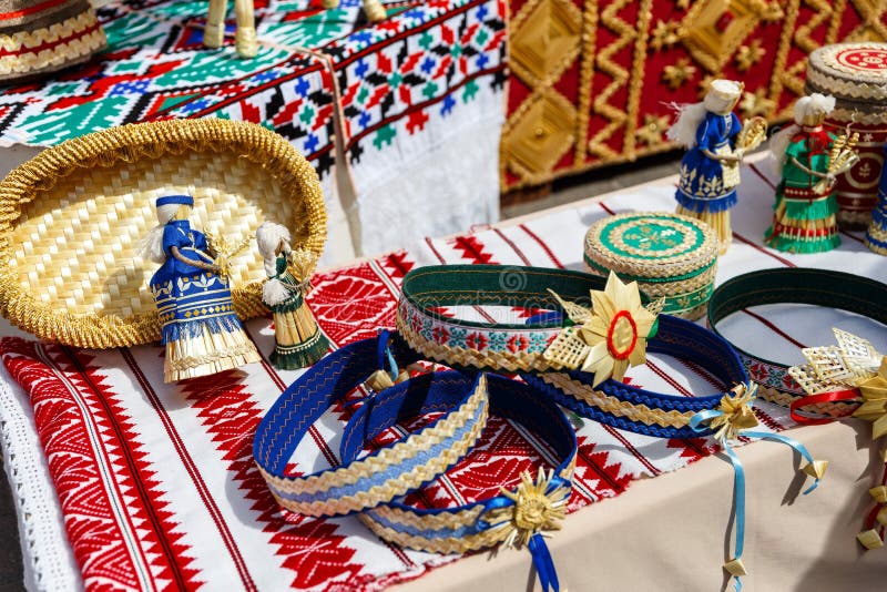 Handmade Hay and Flax Products at the Fair of Folk Stock Image - Image ...