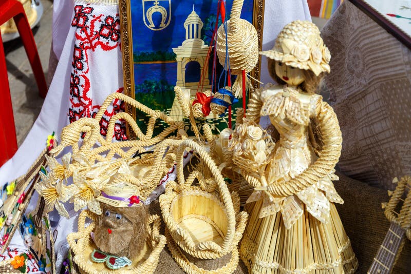 Handmade Hay and Flax Products at the Fair of Folk Stock Image - Image ...