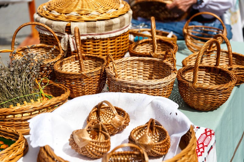 Handmade Hay and Flax Products at the Fair of Folk Stock Image - Image ...