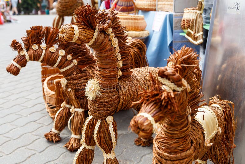 Handmade Hay and Flax Products at the Fair of Folk Stock Photo - Image ...