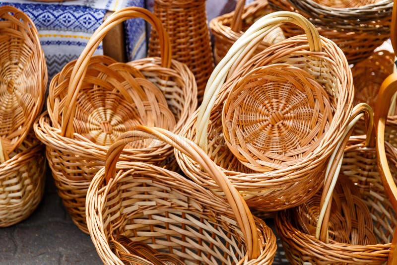 Handmade Hay and Flax Products at the Fair of Folk Stock Photo - Image ...