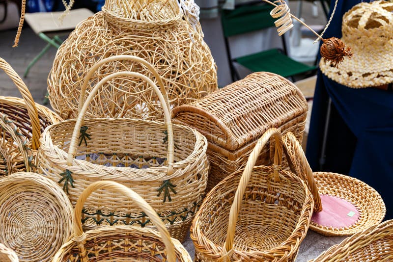 Handmade Hay and Flax Products at the Fair of Folk Stock Image - Image ...