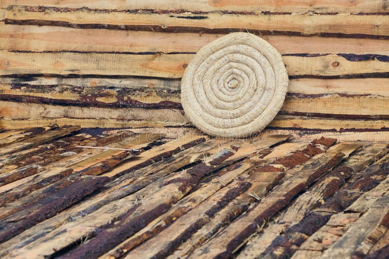 Handmade Hay Target for Archery Stock Photo - Image of plank ...