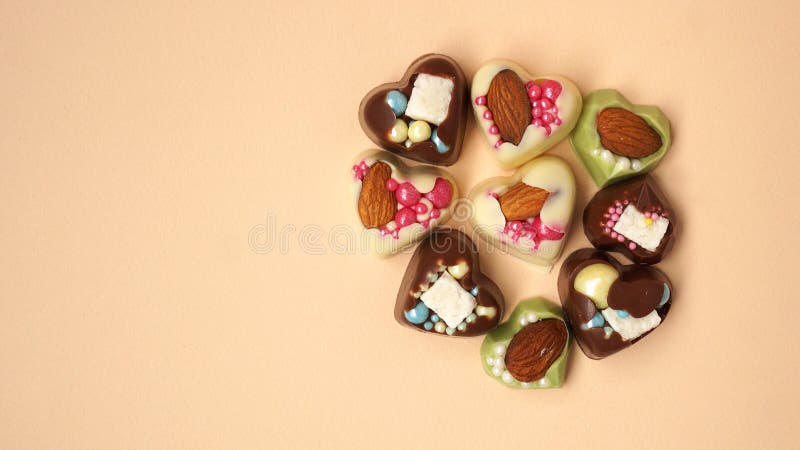 Handmade Heart-shaped Sweets. Sweets on a Light Yellow Background Stock ...