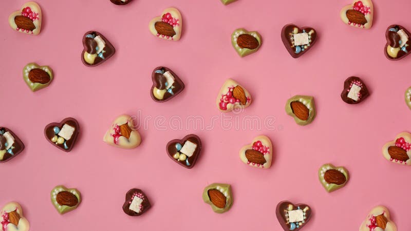Handmade Heart-shaped Sweets. Sweets on a Pink Background Stock Image ...