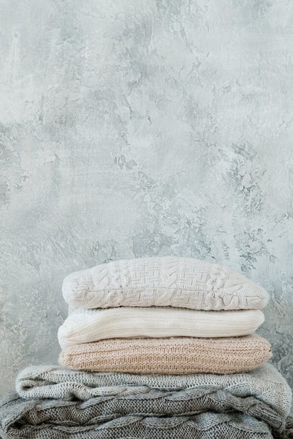 Handmade Home Textile Cozy Knitted Blanket Pillow Stock Image - Image ...