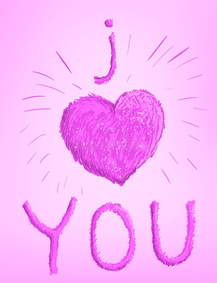 Handmade I Love You Sign and Pink Heart. Stock Vector - Illustration of ...