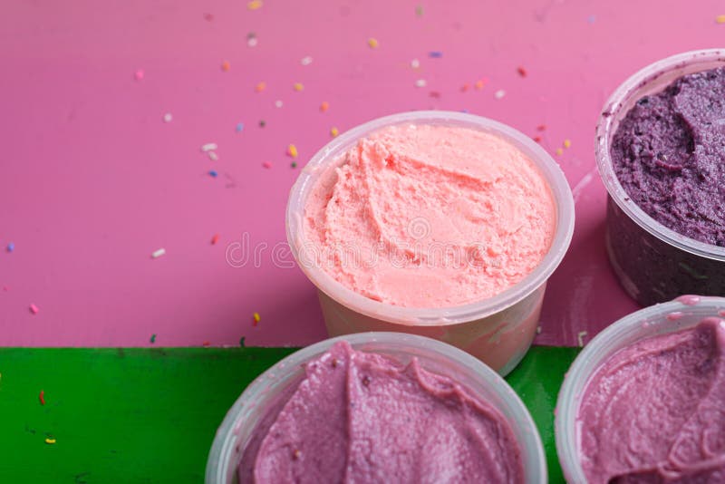 Handmade Ice Cream Tubs of Different Flavors Stock Image - Image of ...