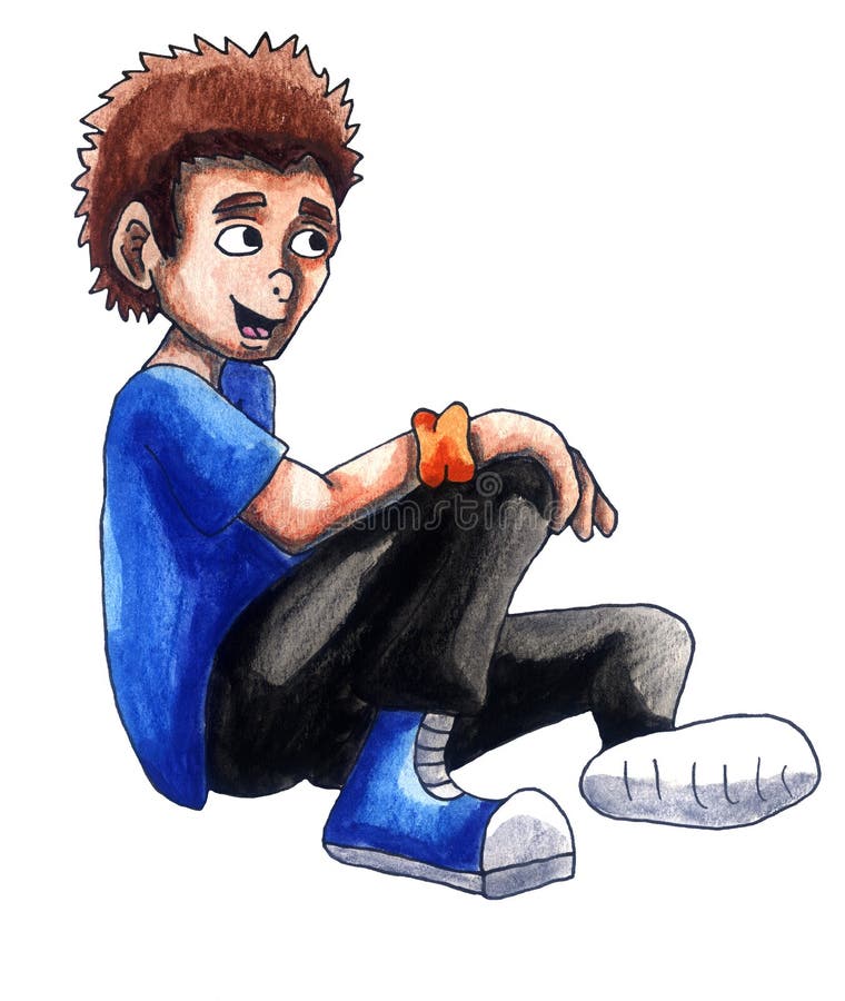 Cool Brown Haired Happy Boy Stock Illustration - Illustration of ...