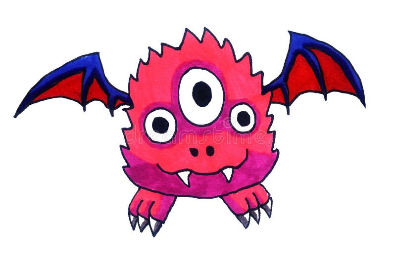 Adorable Pink Flying Monster Stock Illustration - Illustration of color ...