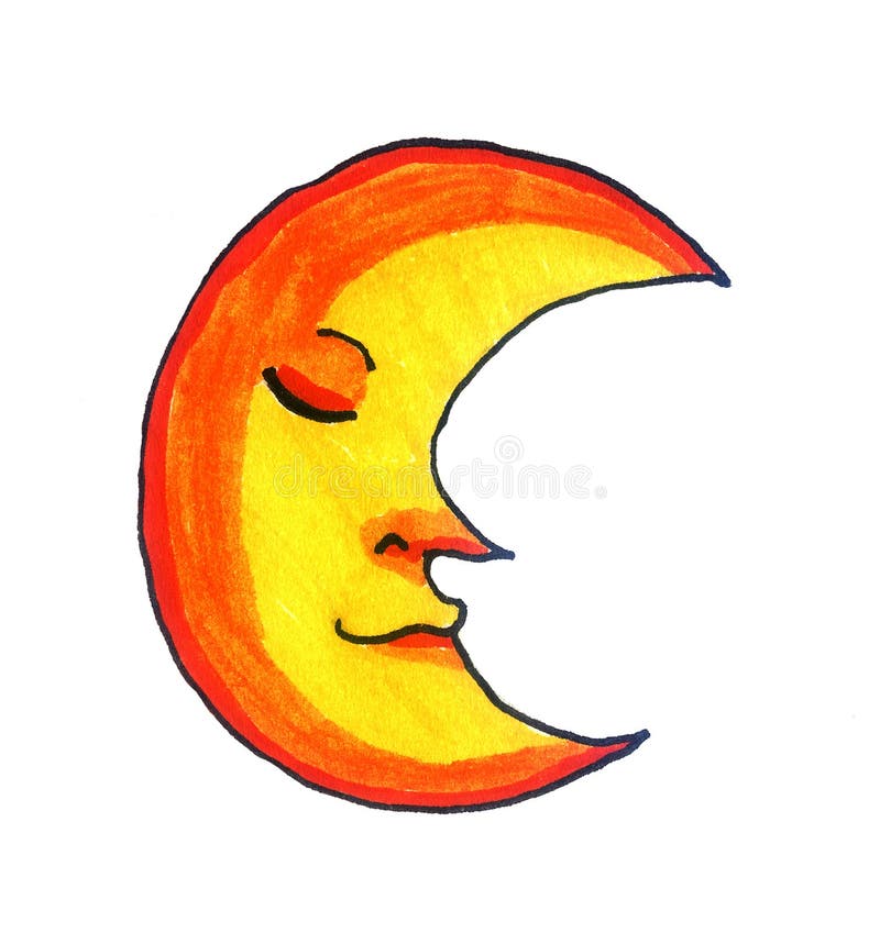 Sad Cartoon Moon stock illustration. Illustration of digital - 116520943