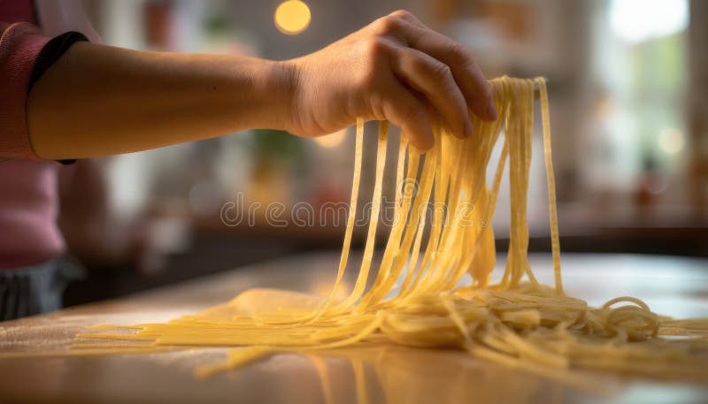 Handmade Italian Pasta, Close-up of Hands. Generated with AI Stock ...