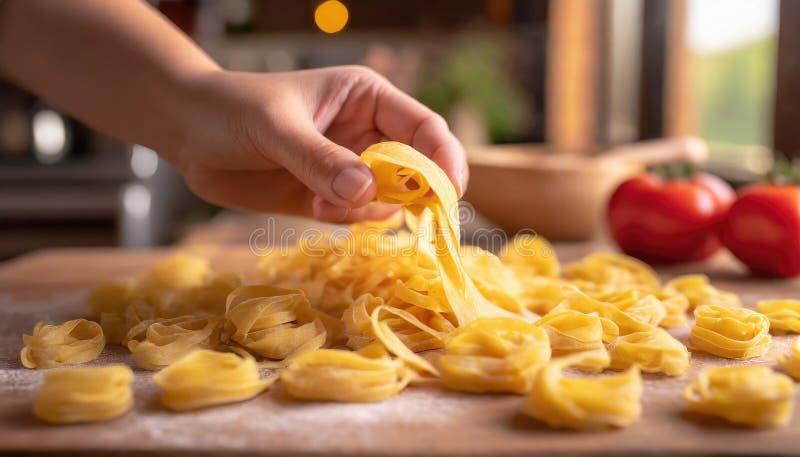 Handmade Italian Pasta, Close-up of Hands. Generated with AI Stock ...