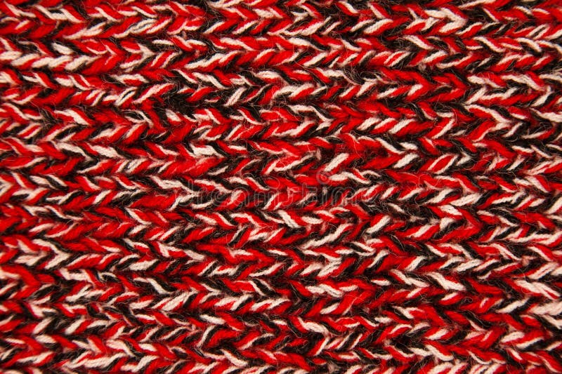 Handmade Knitted Fabric Black White and Red Wool Background Texture ...