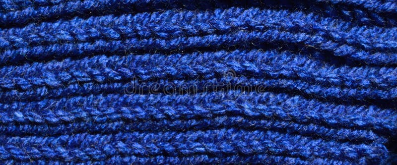 Handmade Knitted Fabric Blue Wool Background Texture Stock Image ...
