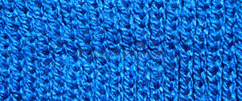 Handmade Knitted Fabric Blue Wool Background Texture Stock Photo ...