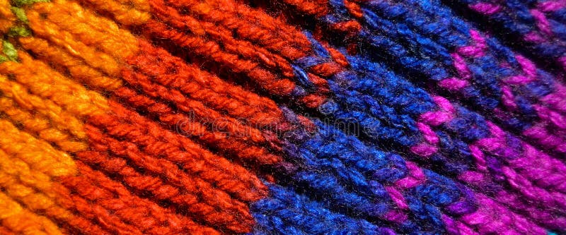Handmade Knitted Fabric Colored Wool Background Texture Stock Image ...