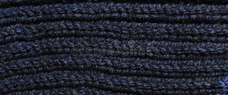 Handmade Knitted Fabric Dark Blue Wool Background Texture Stock Image ...