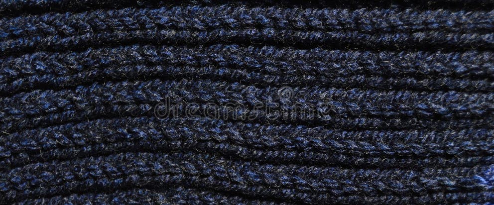 Handmade Knitted Fabric Dark Blue Wool Background Texture Stock Image ...