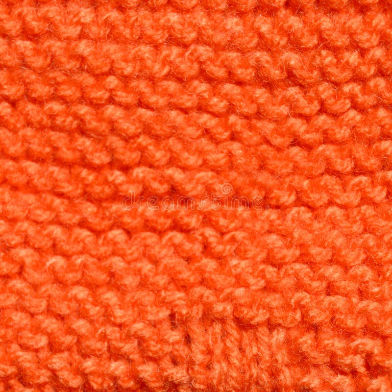 Handmade Knitted Fabric Orange Wool Background Texture Stock Image ...