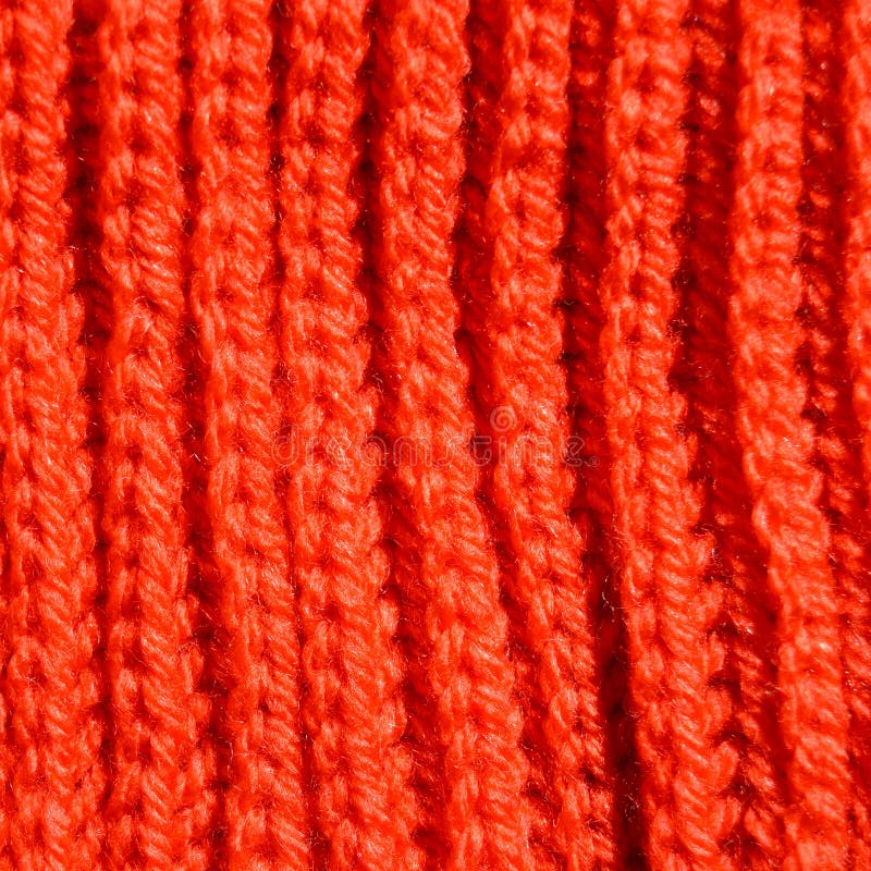 Handmade Knitted Fabric Orange Wool Background Texture Stock Image ...