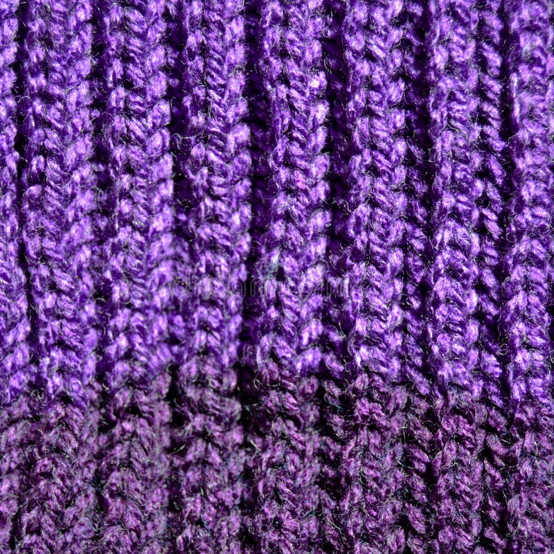 Handmade Knitted Fabric Purple Wool Background Texture Stock Photo ...