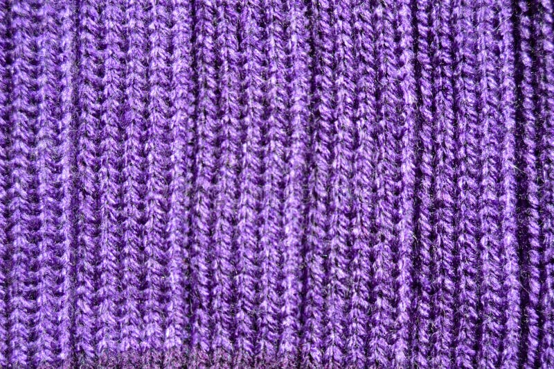 Handmade Knitted Fabric Purple Wool Background Texture Stock Photo ...