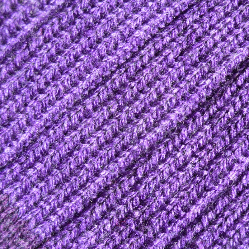 Handmade Knitted Fabric Purple Wool Background Texture Stock Image ...